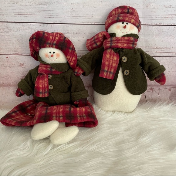 Holiday | Weighted Bottom Snowman Couple Winter Boy Girl Plush Stuffed ...